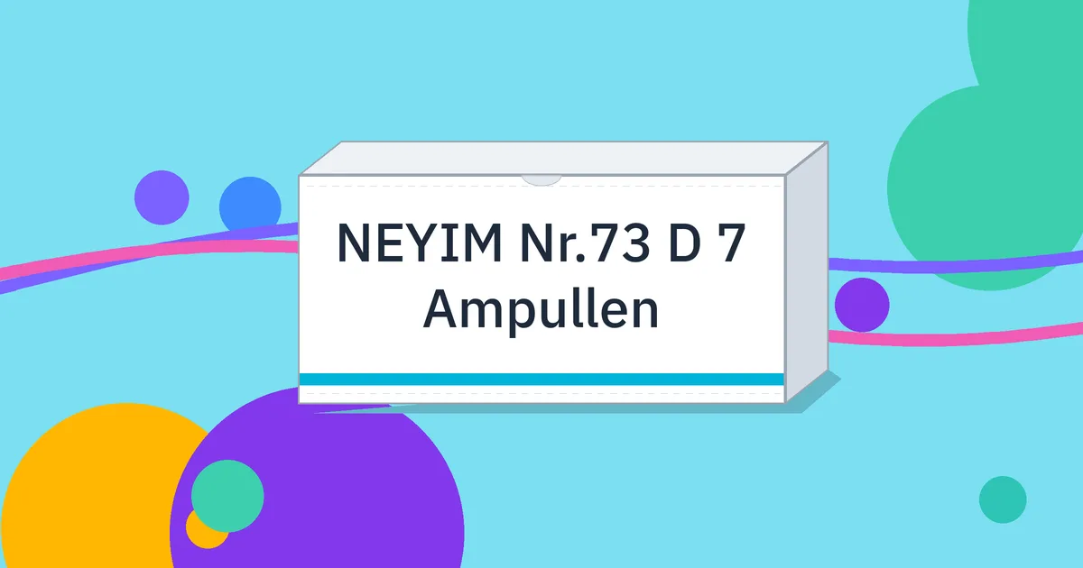Symbolbild: Packung mit der Aufschrift NEYIM Nr.73 D 7 Ampullen (PZN 06487374) – Verfügbarkeit und Bezug in Apotheken in Frankfurt am Main