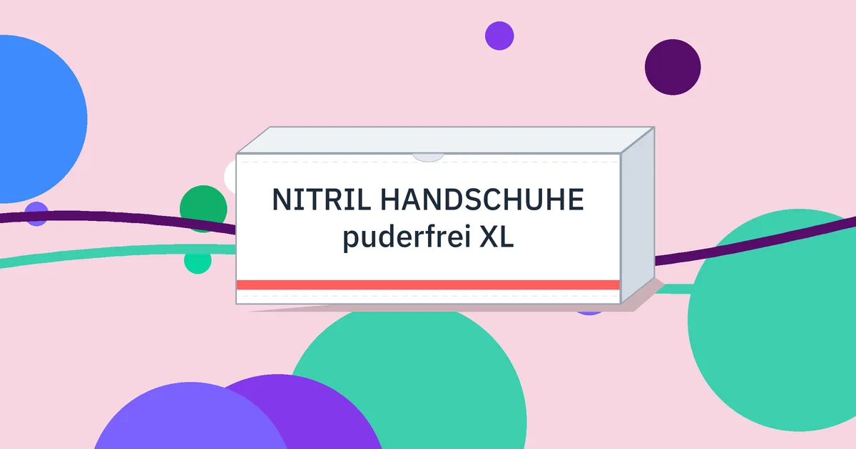 Symbolbild: Packung mit der Aufschrift NITRIL HANDSCHUHE puderfrei XL (PZN 00080915) – Verfügbarkeit und Bezug in Apotheken in Frankfurt am Main