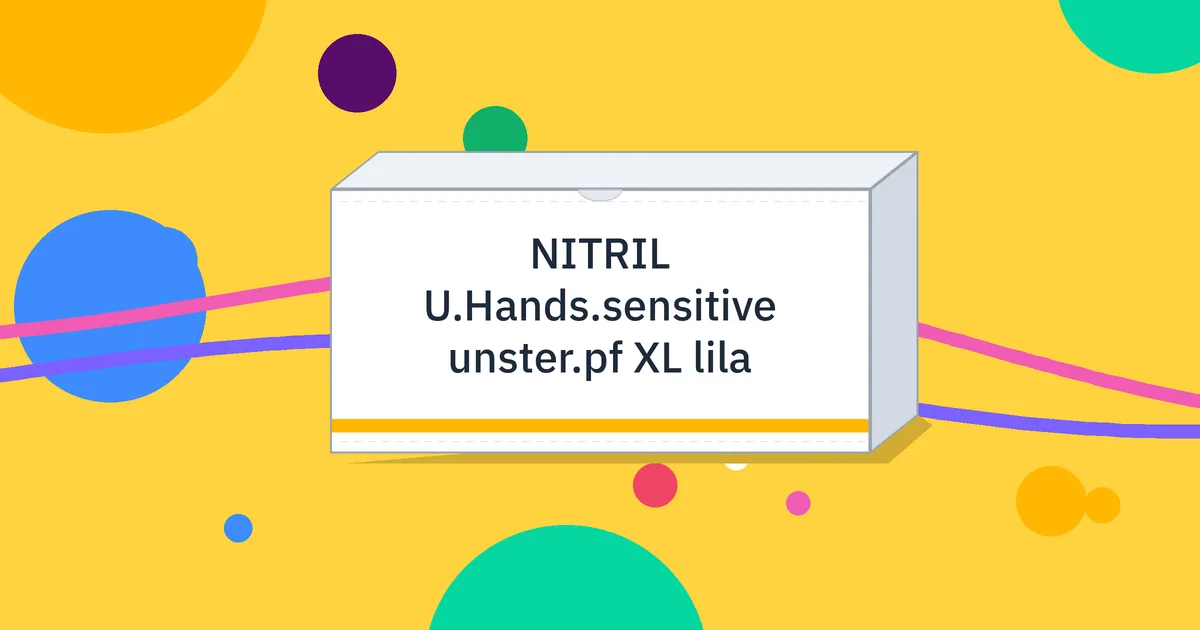 Symbolbild: Packung mit der Aufschrift NITRIL U.Hands.sensitive unster.pf XL lila (PZN 11306995) – Verfügbarkeit und Bezug in Apotheken in Frankfurt am Main
