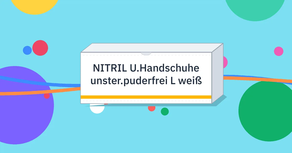 Symbolbild: Packung mit der Aufschrift NITRIL U.Handschuhe unster.puderfrei L weiß (PZN 10761898) – Verfügbarkeit und Bezug in Apotheken in Frankfurt am Main