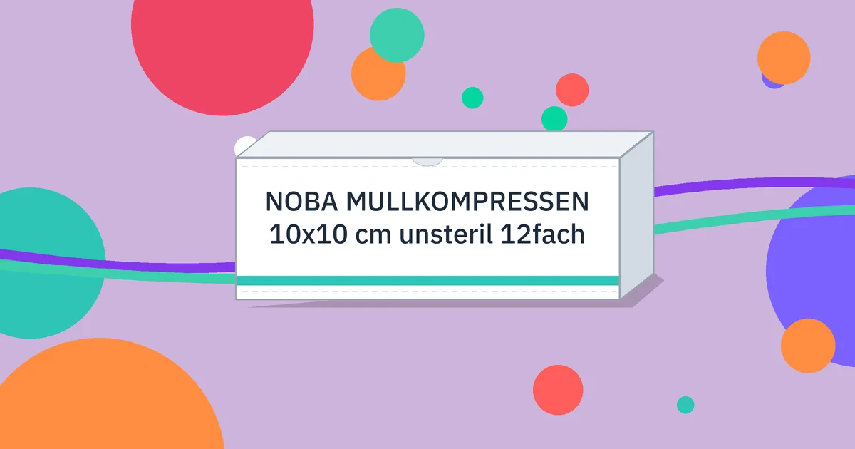 Symbolbild: Packung mit der Aufschrift NOBA MULLKOMPRESSEN 10x10 cm unsteril 12fach (PZN 05527083) – Verfügbarkeit und Bezug in Apotheken in Frankfurt am Main