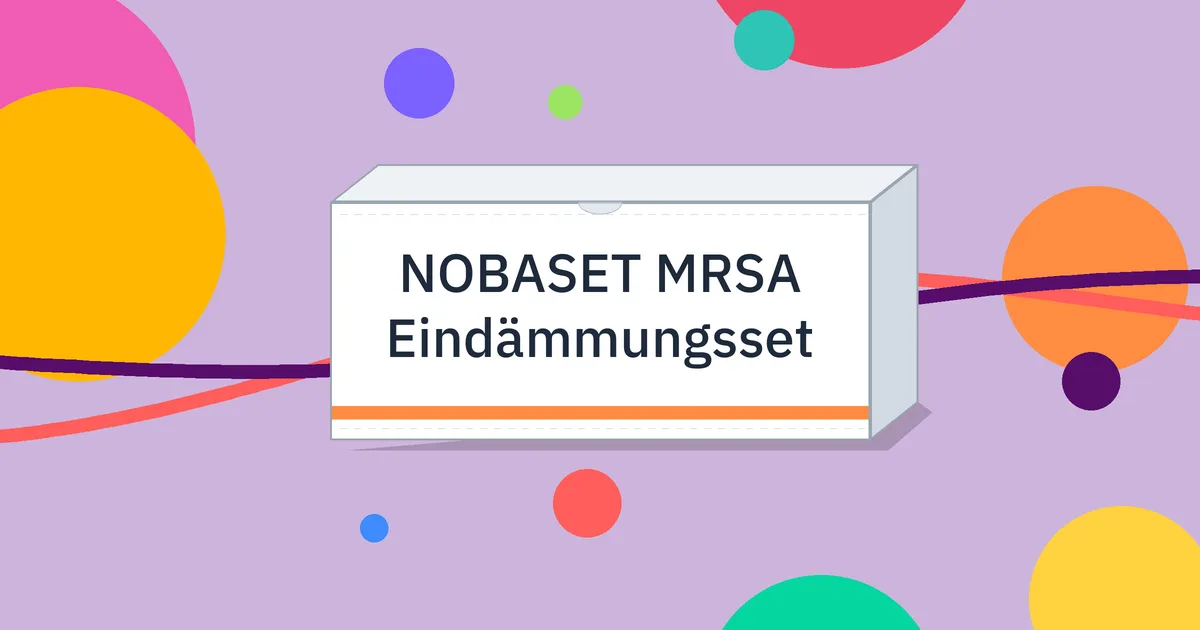 Symbolbild: Packung mit der Aufschrift NOBASET MRSA Eindämmungsset (PZN 11018204) – Verfügbarkeit und Bezug in Apotheken in Frankfurt am Main