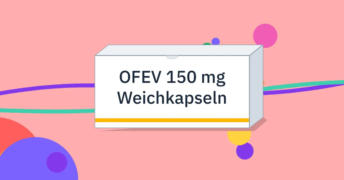 Symbolbild: Packung mit der Aufschrift OFEV 150 mg Weichkapseln (PZN 10991902) – Verfügbarkeit und Bezug in Apotheken in Frankfurt am Main