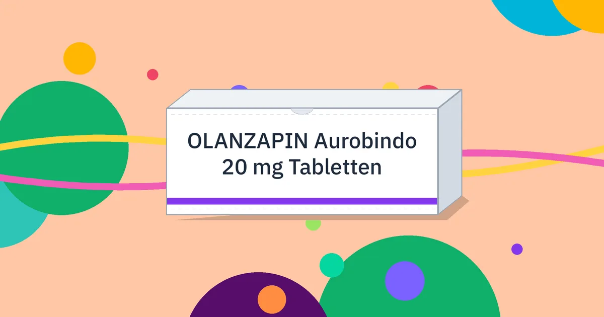 Symbolbild: Packung mit der Aufschrift OLANZAPIN Aurobindo 20 mg Tabletten (PZN 20508700) – Verfügbarkeit und Bezug in Apotheken in Frankfurt am Main
