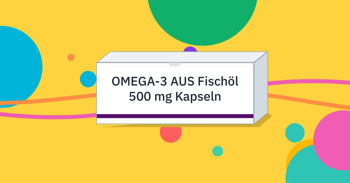 Symbolbild: Packung mit der Aufschrift OMEGA-3 AUS Fischöl 500 mg Kapseln (PZN 19198128) – Verfügbarkeit und Bezug in Apotheken in Frankfurt am Main