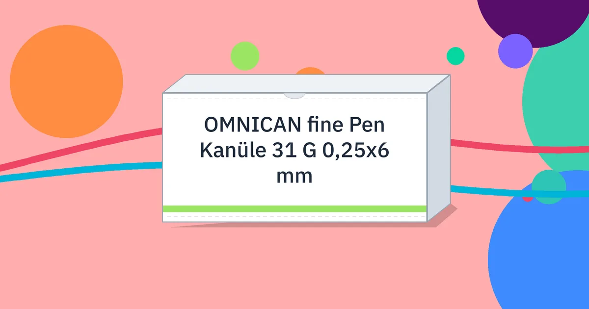 Symbolbild: Packung mit der Aufschrift OMNICAN fine Pen Kanüle 31 G 0,25x6 mm (PZN 16357810) – Verfügbarkeit und Bezug in Apotheken in Frankfurt am Main