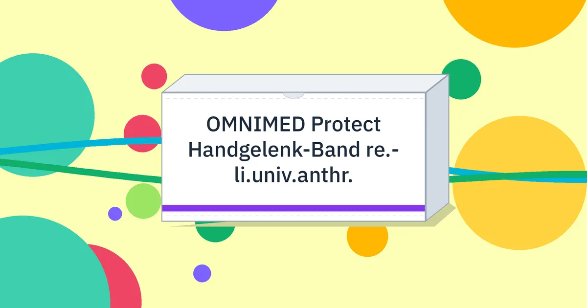 Symbolbild: Packung mit der Aufschrift OMNIMED Protect Handgelenk-Band re.-li.univ.anthr. (PZN 16357276) – Verfügbarkeit und Bezug in Apotheken in Frankfurt am Main