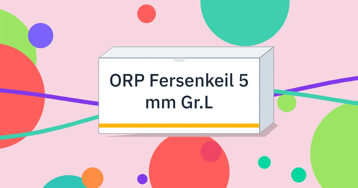Symbolbild: Packung mit der Aufschrift ORP Fersenkeil 5 mm Gr.L (PZN 05360594) – Verfügbarkeit und Bezug in Apotheken in Frankfurt am Main