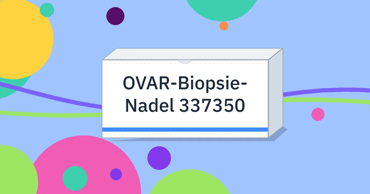 Symbolbild: Packung mit der Aufschrift OVAR-Biopsie-Nadel 337350 (PZN 18677039) – Verfügbarkeit und Bezug in Apotheken in Frankfurt am Main
