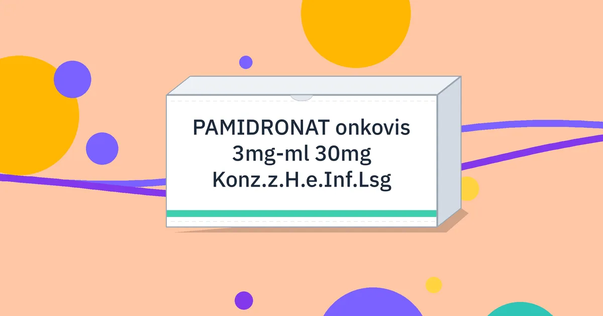 Symbolbild: Packung mit der Aufschrift PAMIDRONAT onkovis 3mg-ml 30mg Konz.z.H.e.Inf.Lsg (PZN 05461295) – Verfügbarkeit und Bezug in Apotheken in Frankfurt am Main