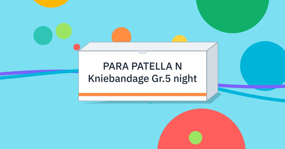 Symbolbild: Packung mit der Aufschrift PARA PATELLA N Kniebandage Gr.5 night (PZN 13763857) – Verfügbarkeit und Bezug in Apotheken in Frankfurt am Main