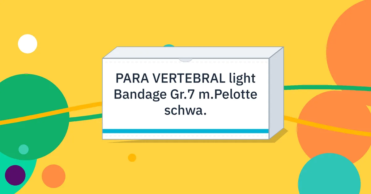 Symbolbild: Packung mit der Aufschrift PARA VERTEBRAL light Bandage Gr.7 m.Pelotte schwa. (PZN 10004045) – Verfügbarkeit und Bezug in Apotheken in Frankfurt am Main