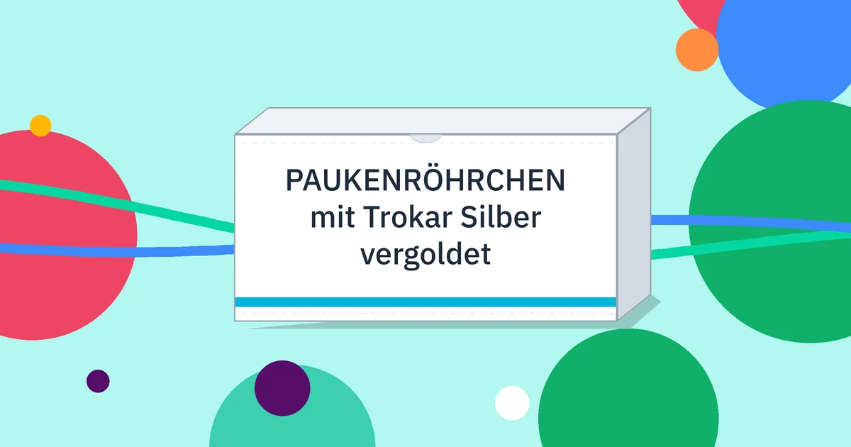 Symbolbild: Packung mit der Aufschrift PAUKENRÖHRCHEN mit Trokar Silber vergoldet (PZN 09653005) – Verfügbarkeit und Bezug in Apotheken in Frankfurt am Main