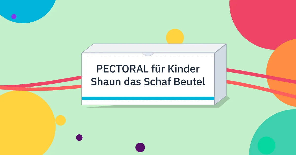 Symbolbild: Packung mit der Aufschrift PECTORAL für Kinder Shaun das Schaf Beutel (PZN 18275246) – Verfügbarkeit und Bezug in Apotheken in Frankfurt am Main