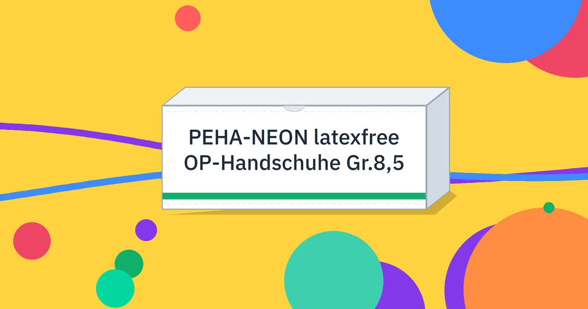 Symbolbild: Packung mit der Aufschrift PEHA-NEON latexfree OP-Handschuhe Gr.8,5 (PZN 10387230) – Verfügbarkeit und Bezug in Apotheken in Frankfurt am Main