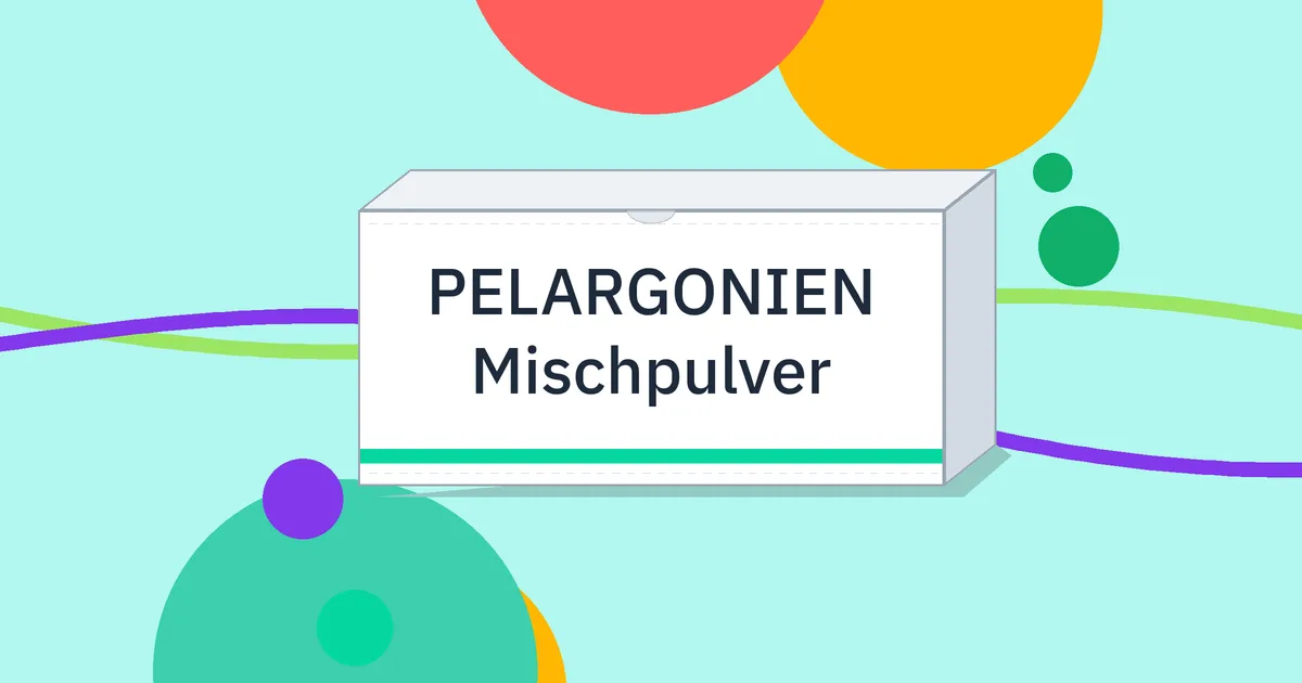 Symbolbild: Packung mit der Aufschrift PELARGONIEN Mischpulver (PZN 16325632) – Verfügbarkeit und Bezug in Apotheken in Frankfurt am Main