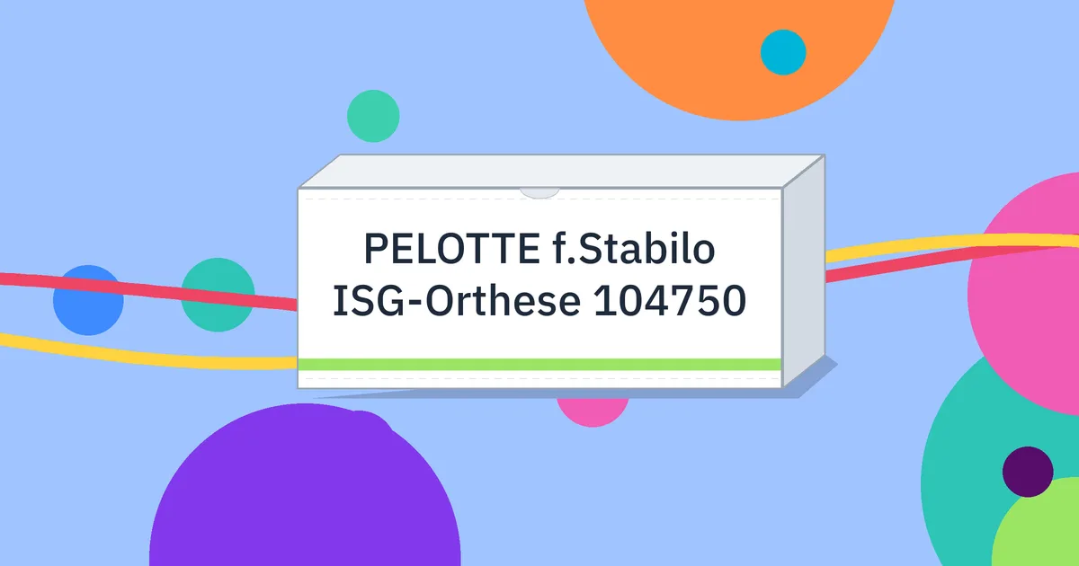 Symbolbild: Packung mit der Aufschrift PELOTTE f.Stabilo ISG-Orthese 104750 (PZN 11014175) – Verfügbarkeit und Bezug in Apotheken in Frankfurt am Main