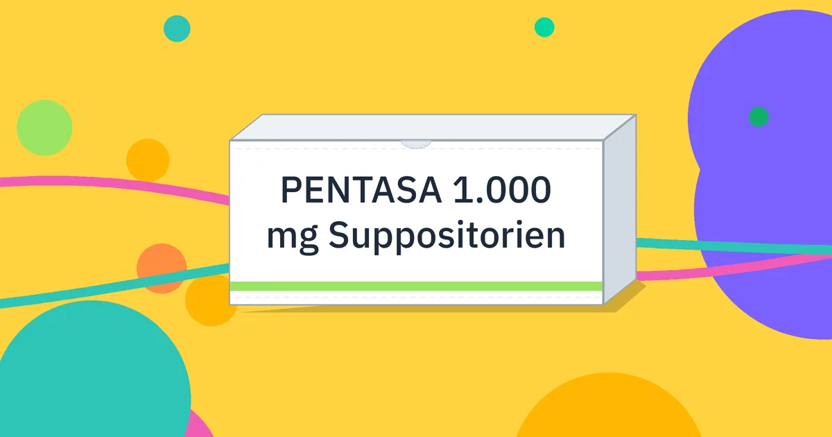 Symbolbild: Packung mit der Aufschrift PENTASA 1.000 mg Suppositorien (PZN 04617157) – Verfügbarkeit und Bezug in Apotheken in Frankfurt am Main
