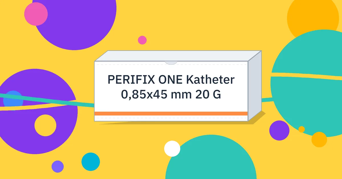 Symbolbild: Packung mit der Aufschrift PERIFIX ONE Katheter 0,85x45 mm 20 G (PZN 06849914) – Verfügbarkeit und Bezug in Apotheken in Frankfurt am Main