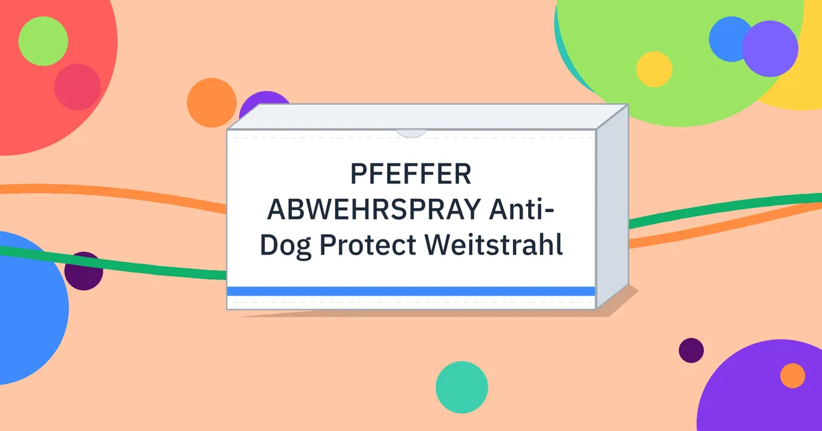 Symbolbild: Packung mit der Aufschrift PFEFFER ABWEHRSPRAY Anti-Dog Protect Weitstrahl (PZN 12386654) – Verfügbarkeit und Bezug in Apotheken in Frankfurt am Main
