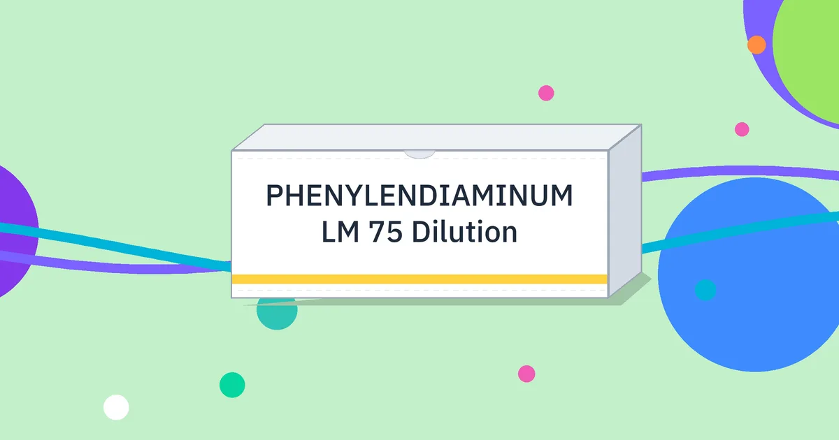 Symbolbild: Packung mit der Aufschrift PHENYLENDIAMINUM LM 75 Dilution (PZN 13638626) – Verfügbarkeit und Bezug in Apotheken in Frankfurt am Main