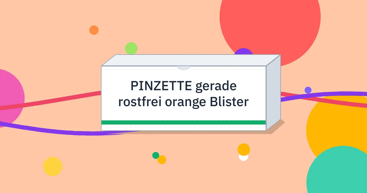 Symbolbild: Packung mit der Aufschrift PINZETTE gerade rostfrei orange Blister (PZN 10348885) – Verfügbarkeit und Bezug in Apotheken in Frankfurt am Main