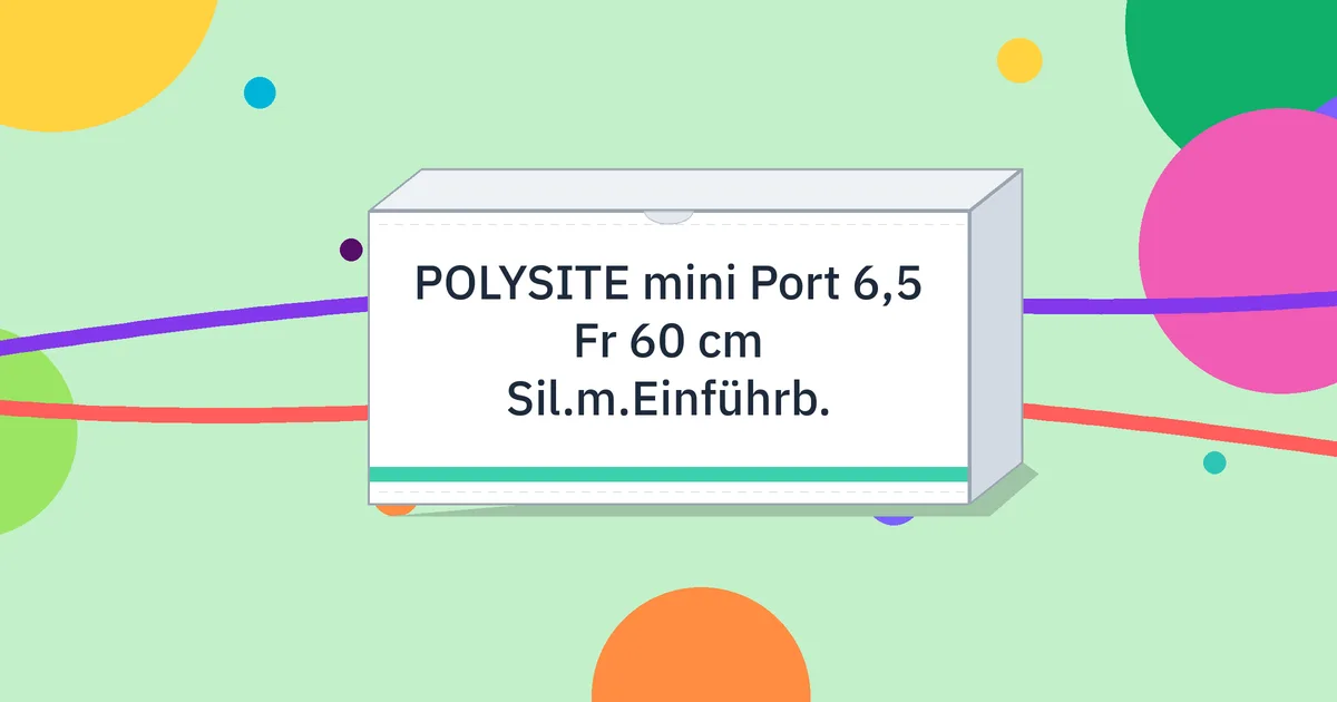 Symbolbild: Packung mit der Aufschrift POLYSITE mini Port 6,5 Fr 60 cm Sil.m.Einführb. (PZN 12340238) – Verfügbarkeit und Bezug in Apotheken in Frankfurt am Main