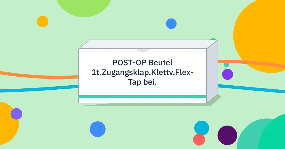 Symbolbild: Packung mit der Aufschrift POST-OP Beutel 1t.Zugangsklap.Klettv.Flex-Tap bei. (PZN 10963455) – Verfügbarkeit und Bezug in Apotheken in Frankfurt am Main