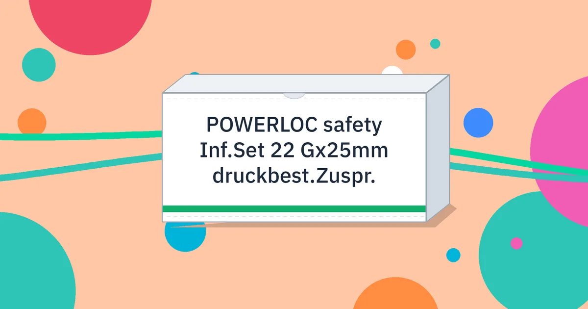 Symbolbild: Packung mit der Aufschrift POWERLOC safety Inf.Set 22 Gx25mm druckbest.Zuspr. (PZN 18816995) – Verfügbarkeit und Bezug in Apotheken in Frankfurt am Main