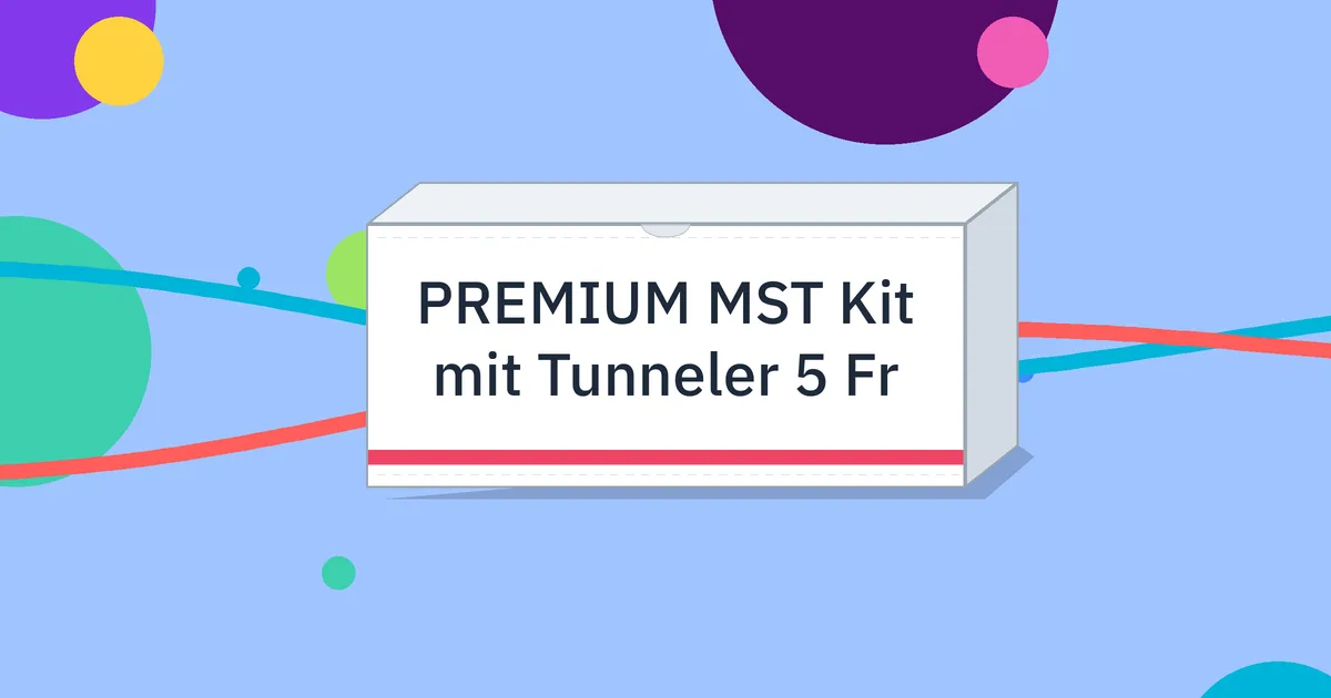 Symbolbild: Packung mit der Aufschrift PREMIUM MST Kit mit Tunneler 5 Fr (PZN 17589149) – Verfügbarkeit und Bezug in Apotheken in Frankfurt am Main