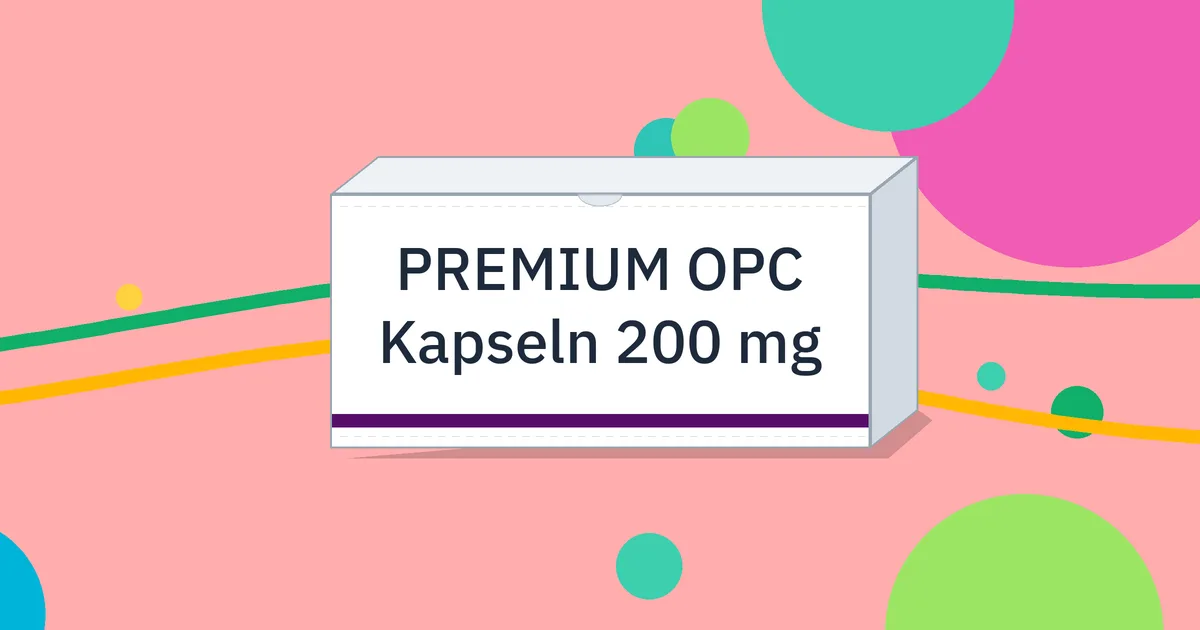 Symbolbild: Packung mit der Aufschrift PREMIUM OPC Kapseln 200 mg (PZN 15869181) – Verfügbarkeit und Bezug in Apotheken in Frankfurt am Main