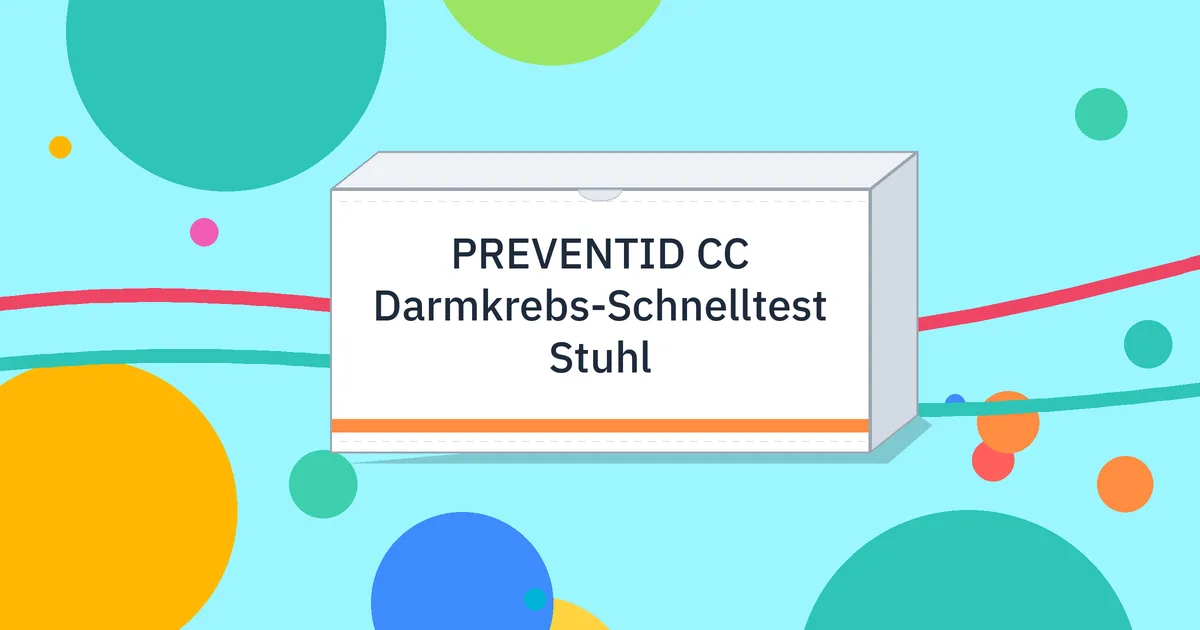 Symbolbild: Packung mit der Aufschrift PREVENTID CC Darmkrebs-Schnelltest Stuhl (PZN 18225828) – Verfügbarkeit und Bezug in Apotheken in Frankfurt am Main