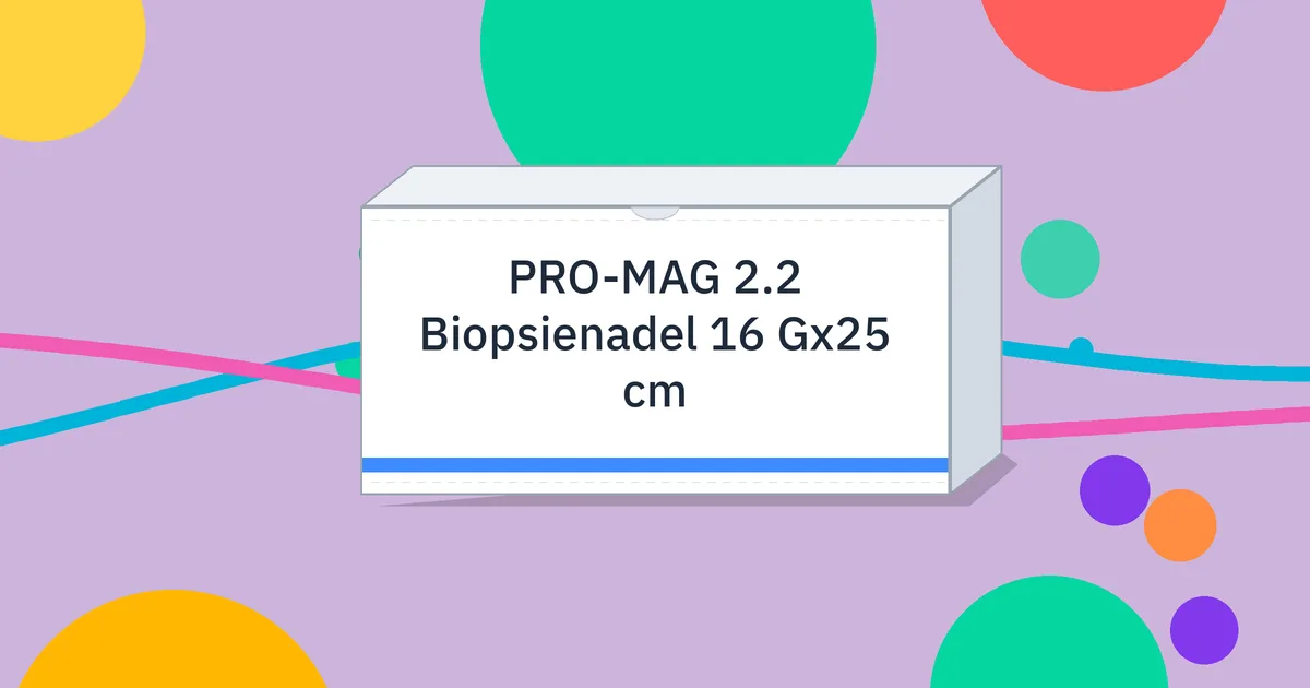 Symbolbild: Packung mit der Aufschrift PRO-MAG 2.2 Biopsienadel 16 Gx25 cm (PZN 06768417) – Verfügbarkeit und Bezug in Apotheken in Frankfurt am Main