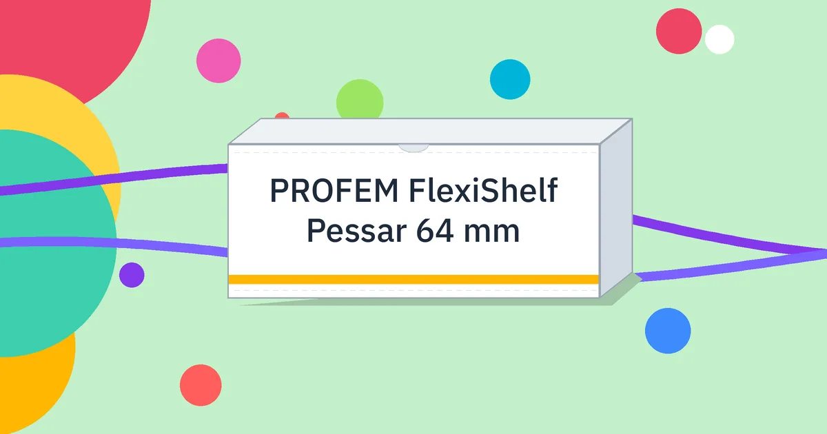 Symbolbild: Packung mit der Aufschrift PROFEM FlexiShelf Pessar 64 mm (PZN 19641397) – Verfügbarkeit und Bezug in Apotheken in Frankfurt am Main