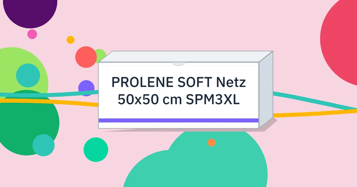 Symbolbild: Packung mit der Aufschrift PROLENE SOFT Netz 50x50 cm SPM3XL (PZN 20855382) – Verfügbarkeit und Bezug in Apotheken in Frankfurt am Main