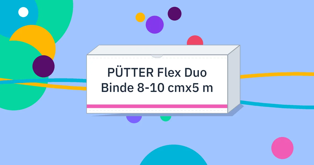 Symbolbild: Packung mit der Aufschrift PÜTTER Flex Duo Binde 8-10 cmx5 m (PZN 20611183) – Verfügbarkeit und Bezug in Apotheken in Frankfurt am Main