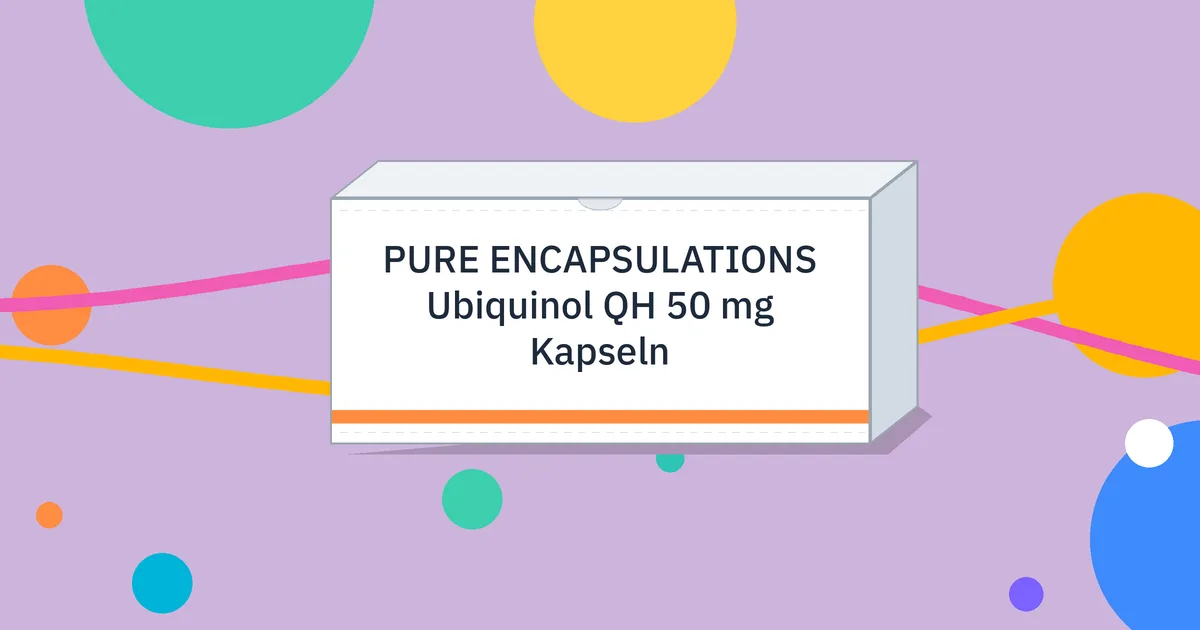 Symbolbild: Packung mit der Aufschrift PURE ENCAPSULATIONS Ubiquinol QH 50 mg Kapseln (PZN 00502463) – Verfügbarkeit und Bezug in Apotheken in Frankfurt am Main