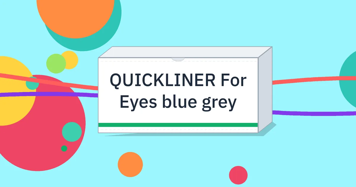 Symbolbild: Packung mit der Aufschrift QUICKLINER For Eyes blue grey (PZN 18895753) – Verfügbarkeit und Bezug in Apotheken in Frankfurt am Main
