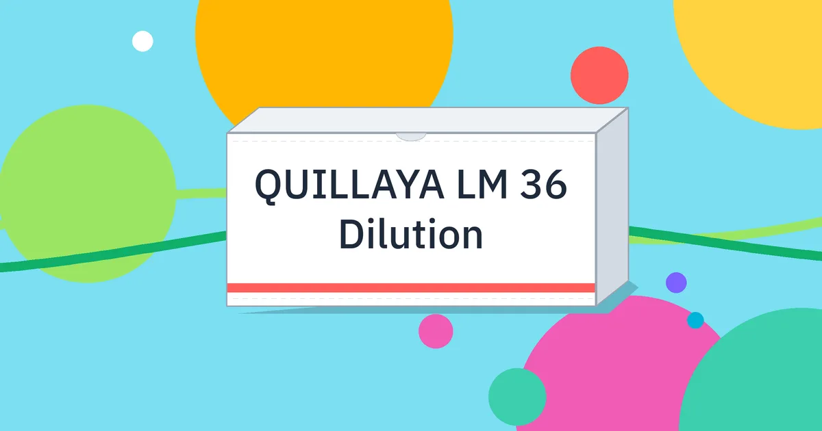 Symbolbild: Packung mit der Aufschrift QUILLAYA LM 36 Dilution (PZN 13675260) – Verfügbarkeit und Bezug in Apotheken in Frankfurt am Main