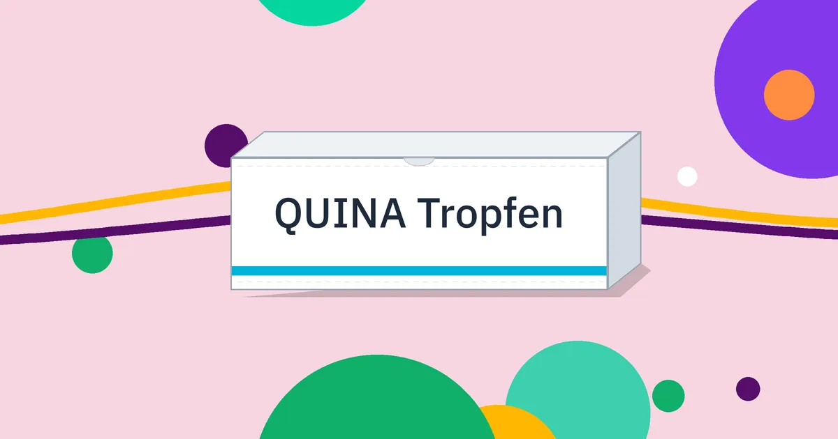 Symbolbild: Packung mit der Aufschrift QUINA Tropfen (PZN 19815437) – Verfügbarkeit und Bezug in Apotheken in Frankfurt am Main