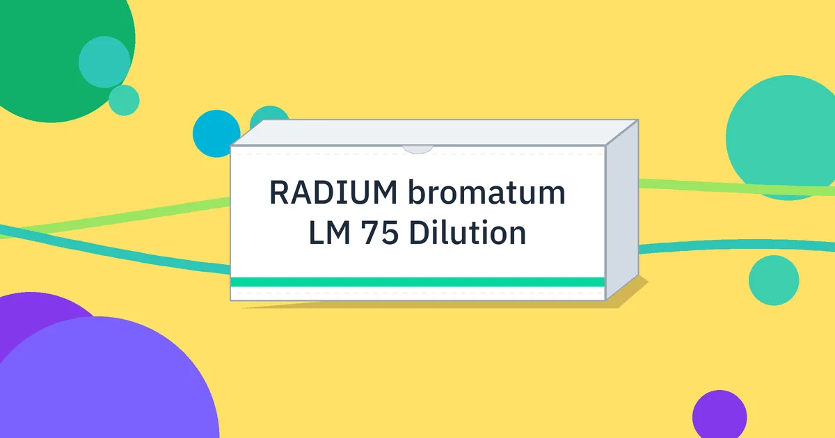 Symbolbild: Packung mit der Aufschrift RADIUM bromatum LM 75 Dilution (PZN 13046104) – Verfügbarkeit und Bezug in Apotheken in Frankfurt am Main