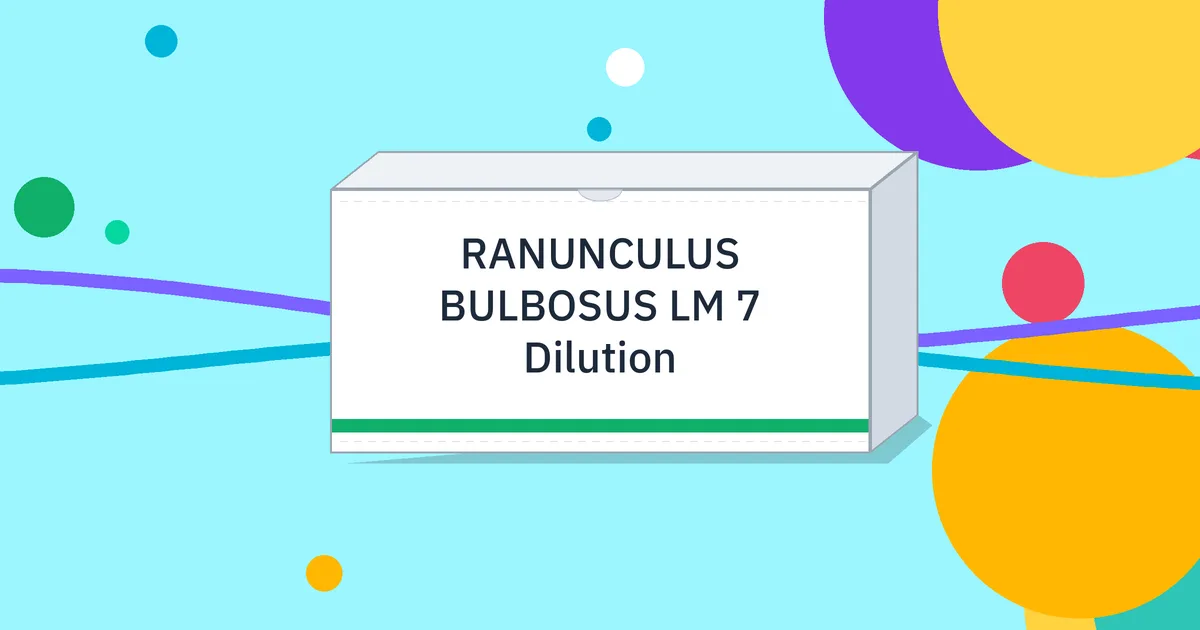 Symbolbild: Packung mit der Aufschrift RANUNCULUS BULBOSUS LM 7 Dilution (PZN 13046216) – Verfügbarkeit und Bezug in Apotheken in Frankfurt am Main