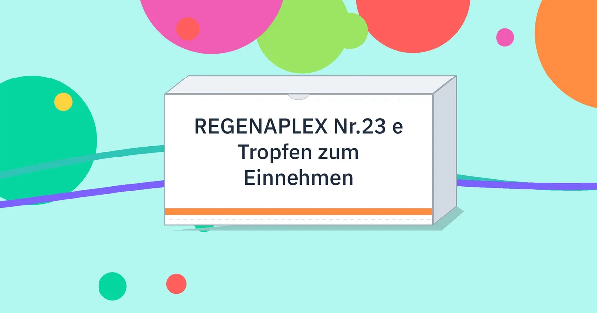 Symbolbild: Packung mit der Aufschrift REGENAPLEX Nr.23 e Tropfen zum Einnehmen (PZN 07351719) – Verfügbarkeit und Bezug in Apotheken in Frankfurt am Main