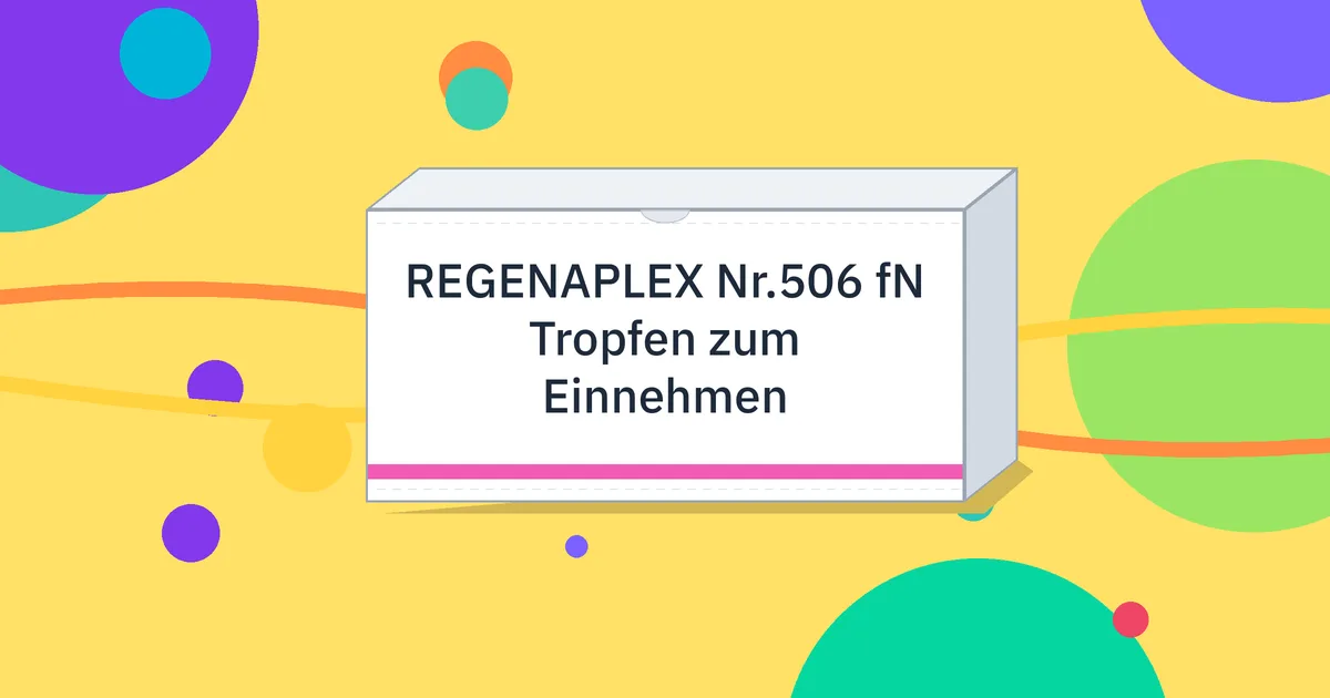 Symbolbild: Packung mit der Aufschrift REGENAPLEX Nr.506 fN Tropfen zum Einnehmen (PZN 00231248) – Verfügbarkeit und Bezug in Apotheken in Frankfurt am Main