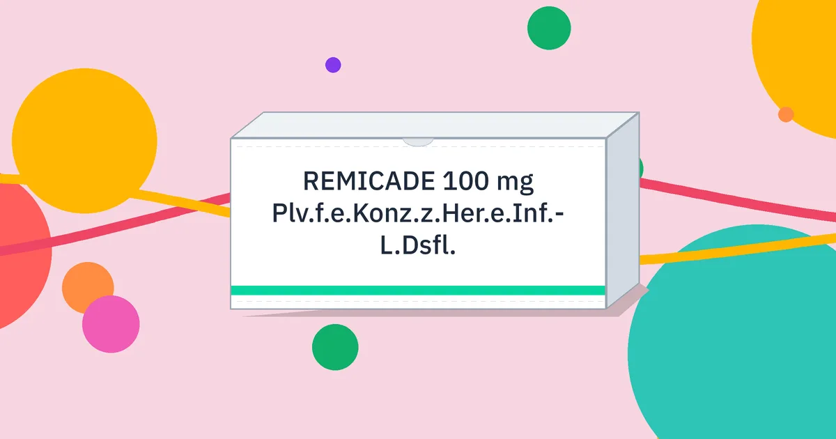 Symbolbild: Packung mit der Aufschrift REMICADE 100 mg Plv.f.e.Konz.z.Her.e.Inf.-L.Dsfl. (PZN 06105817) – Verfügbarkeit und Bezug in Apotheken in Frankfurt am Main