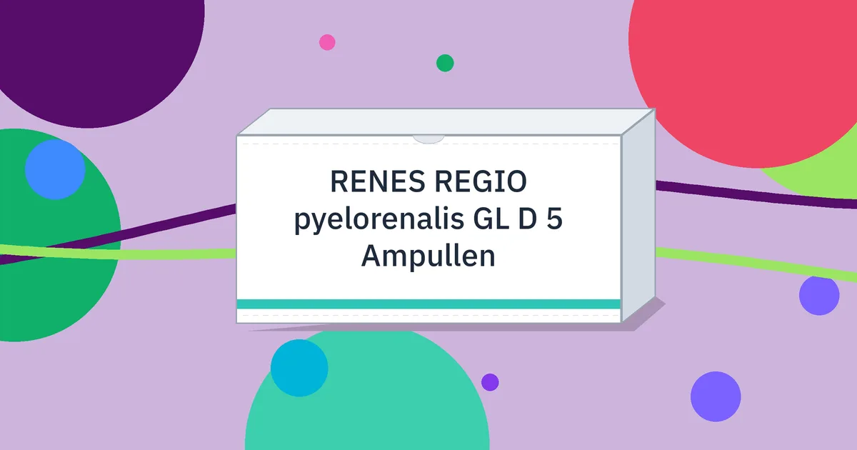 Symbolbild: Packung mit der Aufschrift RENES REGIO pyelorenalis GL D 5 Ampullen (PZN 03354796) – Verfügbarkeit und Bezug in Apotheken in Frankfurt am Main