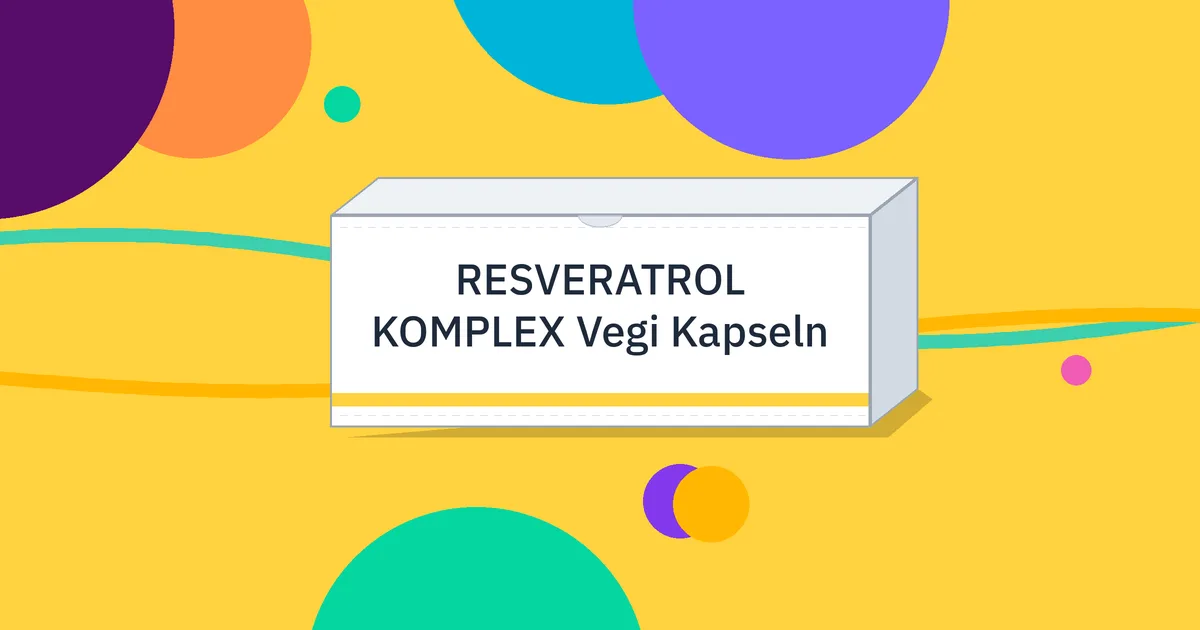Symbolbild: Packung mit der Aufschrift RESVERATROL KOMPLEX Vegi Kapseln (PZN 02904415) – Verfügbarkeit und Bezug in Apotheken in Frankfurt am Main
