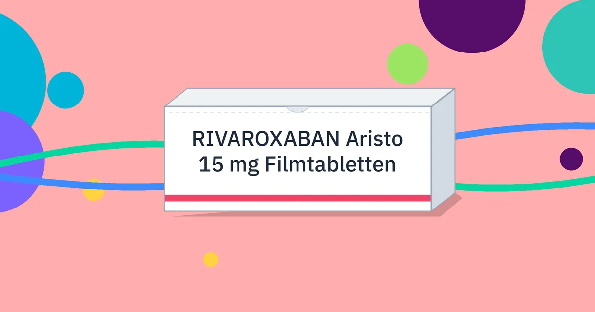 Symbolbild: Packung mit der Aufschrift RIVAROXABAN Aristo 15 mg Filmtabletten (PZN 19159559) – Verfügbarkeit und Bezug in Apotheken in Frankfurt am Main