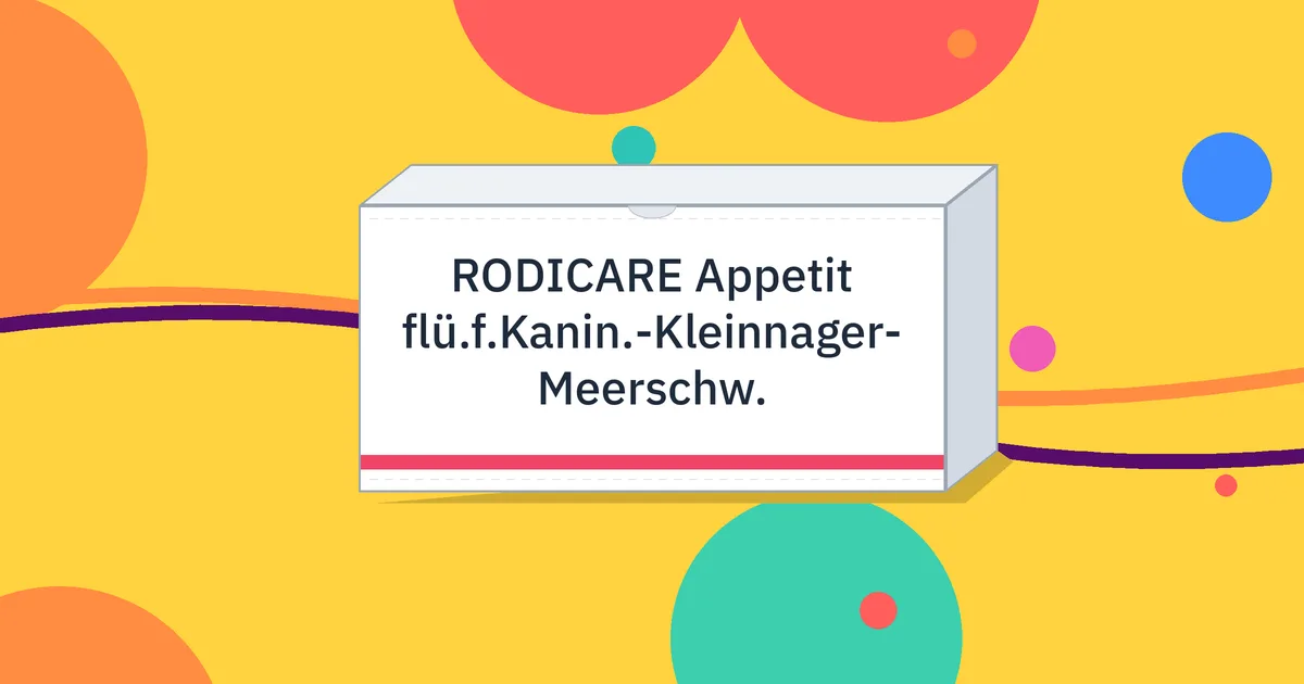 Symbolbild: Packung mit der Aufschrift RODICARE Appetit flü.f.Kanin.-Kleinnager-Meerschw. (PZN 11714458) – Verfügbarkeit und Bezug in Apotheken in Frankfurt am Main