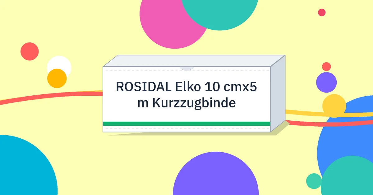 Symbolbild: Packung mit der Aufschrift ROSIDAL Elko 10 cmx5 m Kurzzugbinde (PZN 20189324) – Verfügbarkeit und Bezug in Apotheken in Frankfurt am Main